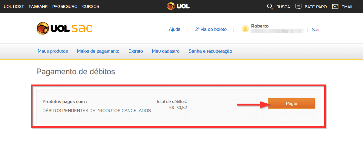 Como pagar meus débitos? - FAQ UOL Host