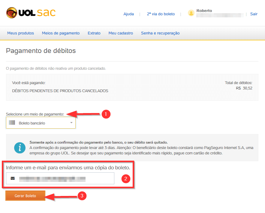 Como pagar meus débitos? - FAQ UOL Host